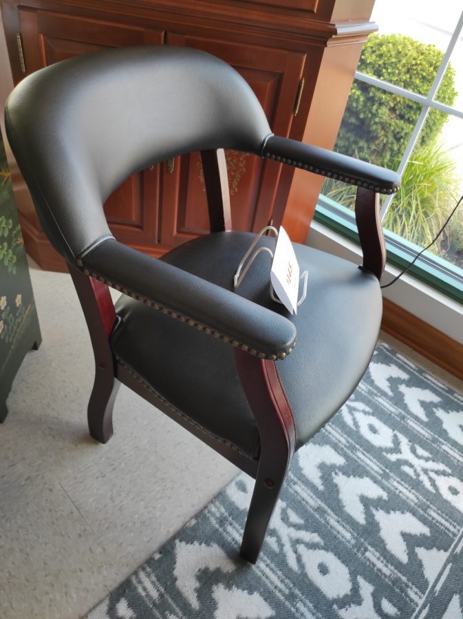 Black Vinyl Arm Chair With Nail-Head Trim | Roth & Brader Furniture