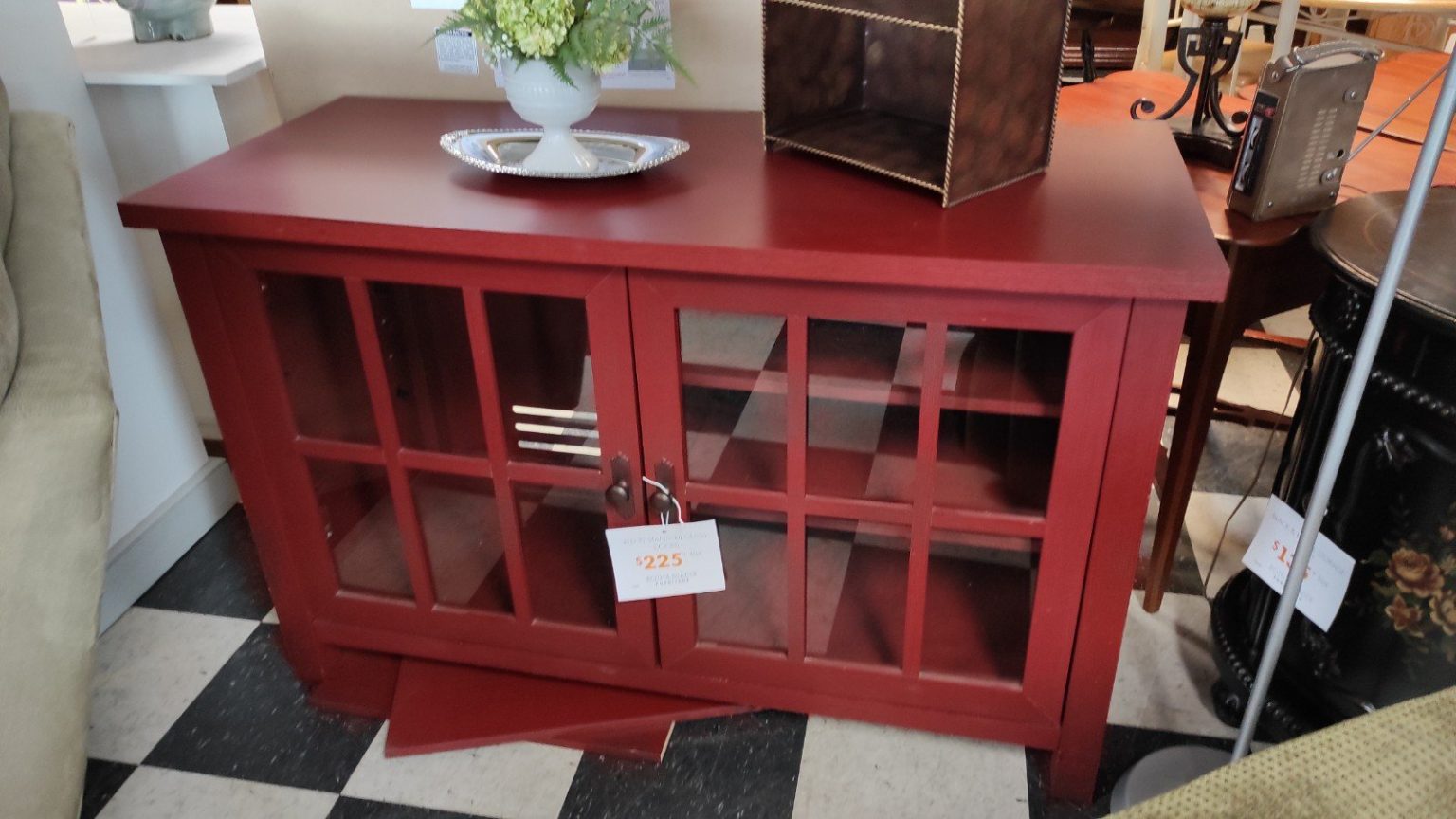 Red Tv Stand With Glass Doors | Roth & Brader Furniture