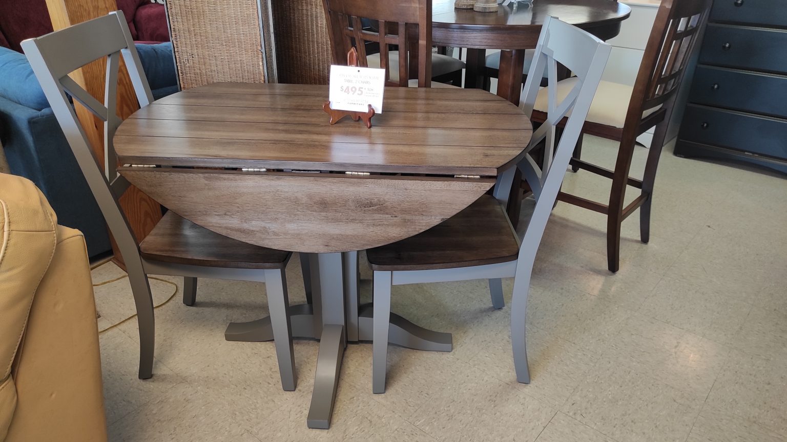 Gray Drop Leaf Table And 2 Chairs | Roth & Brader Furniture