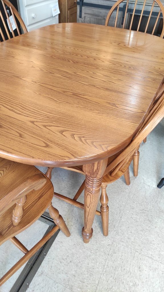 Solid Oak Table W/ 6 Chairs + 2 Boards | Roth & Brader Furniture