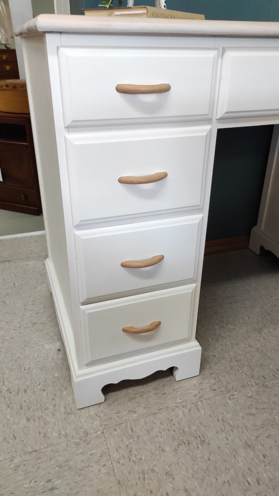 White Painted Desk W/ Natural Color Stained Top | Roth & Brader Furniture