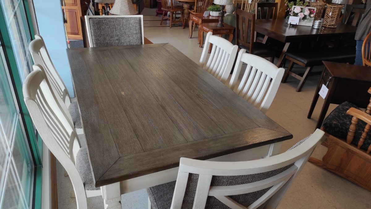 Gray Farmhouse Table W/ 6 Chairs | Roth & Brader Furniture