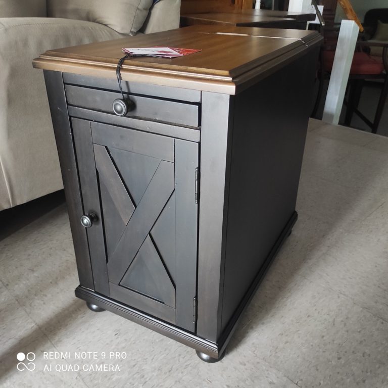BLACK FARMHOUSE POWER END TABLE