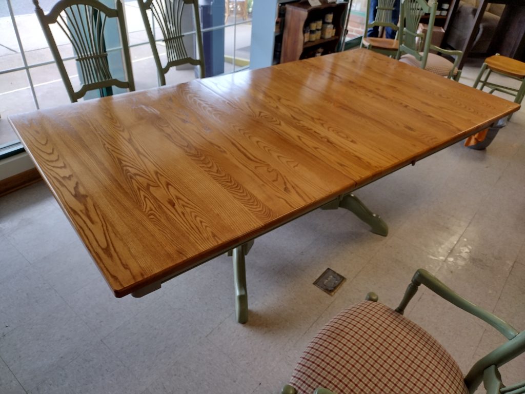 MEADOW GREEN FARMHOUSE TABLE, 6 CHAIRS