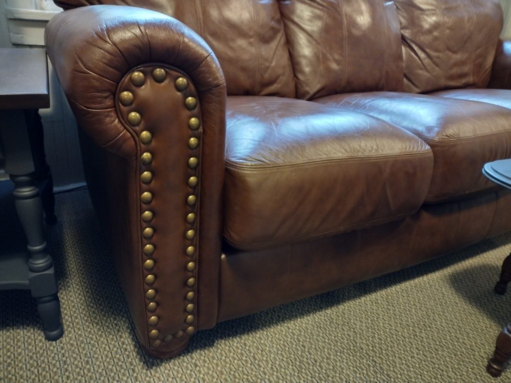 Real Leather Sofa W/ Curved Arms By Lane | Roth & Brader Furniture