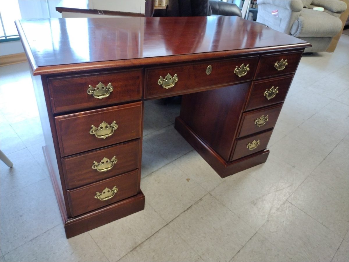 Double Pedestal Cherry Desk with Locking Key | Roth & Brader Furniture