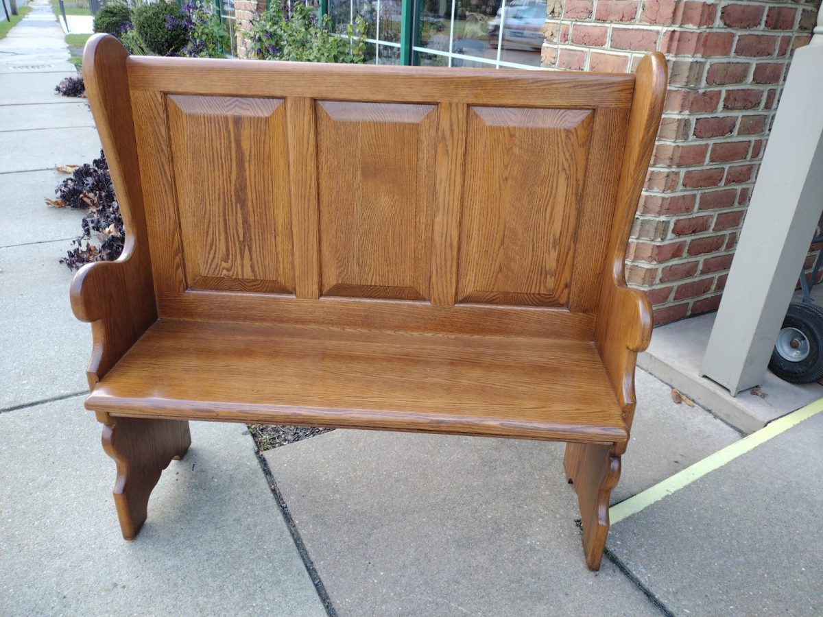 Oak High Back Bench | Roth & Brader Furniture