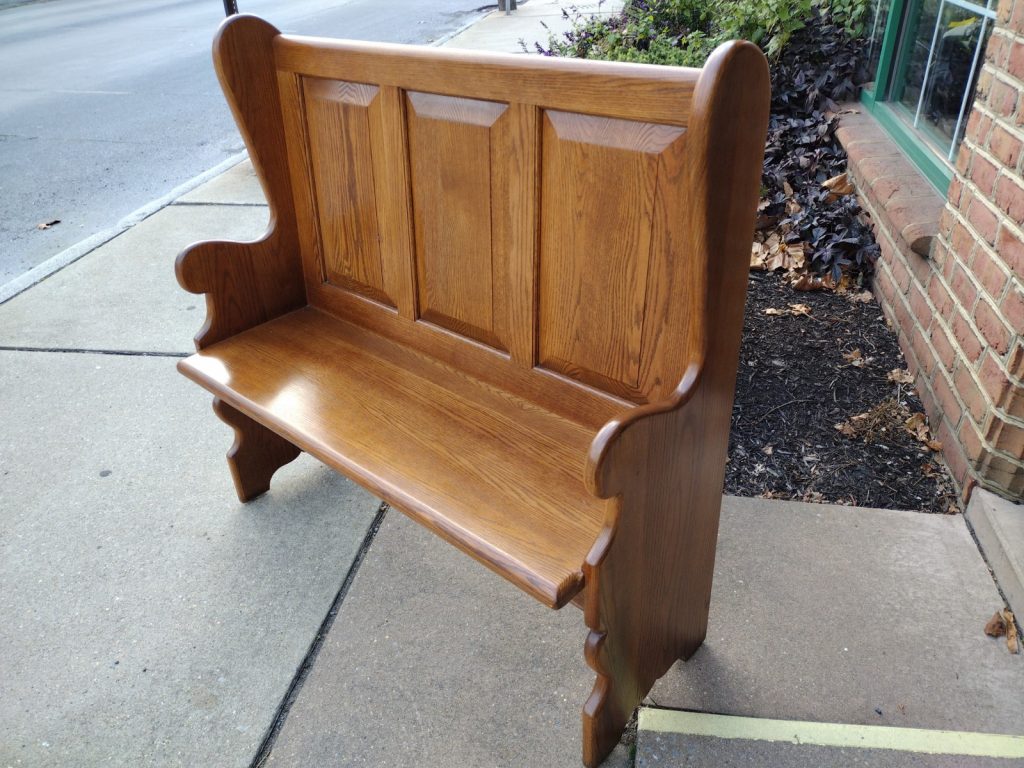 Oak High Back Bench | Roth & Brader Furniture