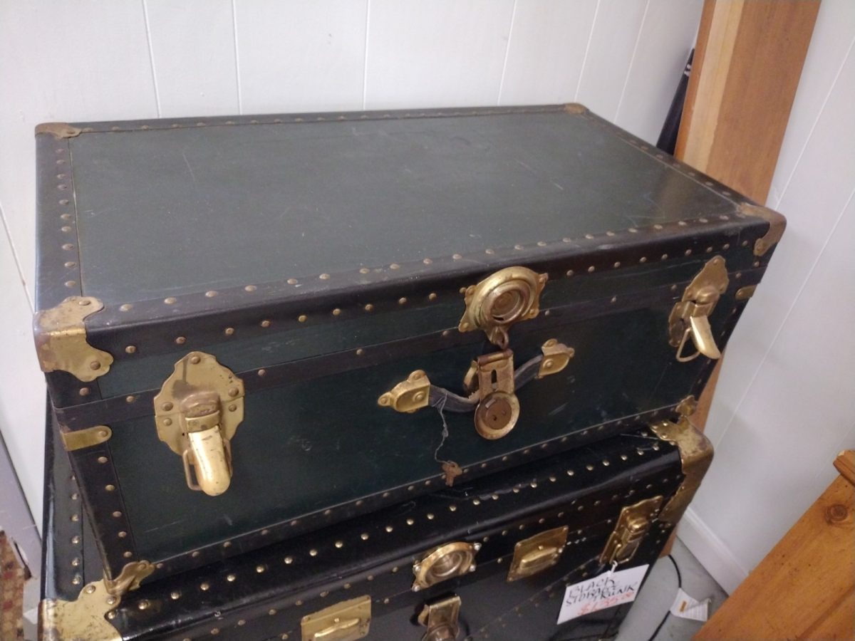 Black Steamer Trunk: Blue Interior | Roth & Brader Furniture