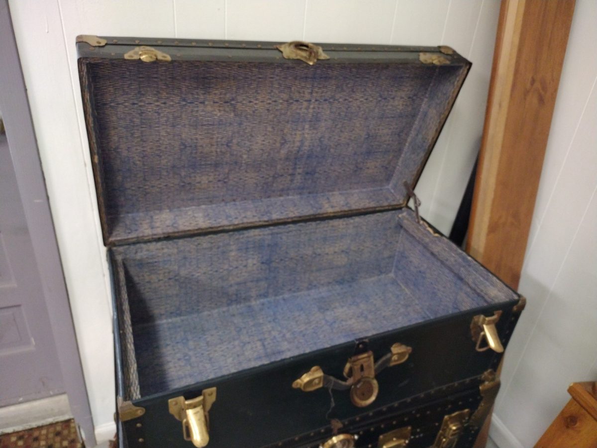 Black Steamer Trunk: Blue Interior | Roth & Brader Furniture