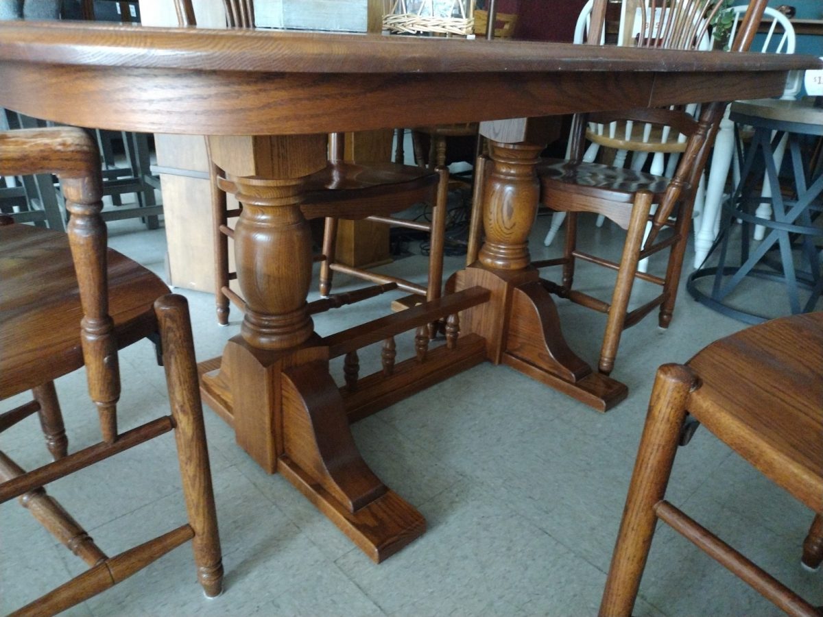 Real Wood Oak Table with 4 Chairs and 2 Boards | Roth & Brader Furniture