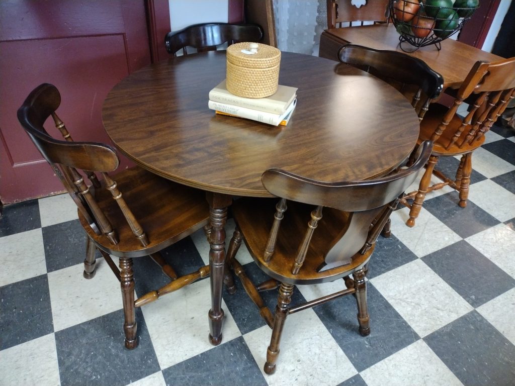 Dark Pine Round Table with 6 Chairs and 2 Boards | Roth & Brader Furniture