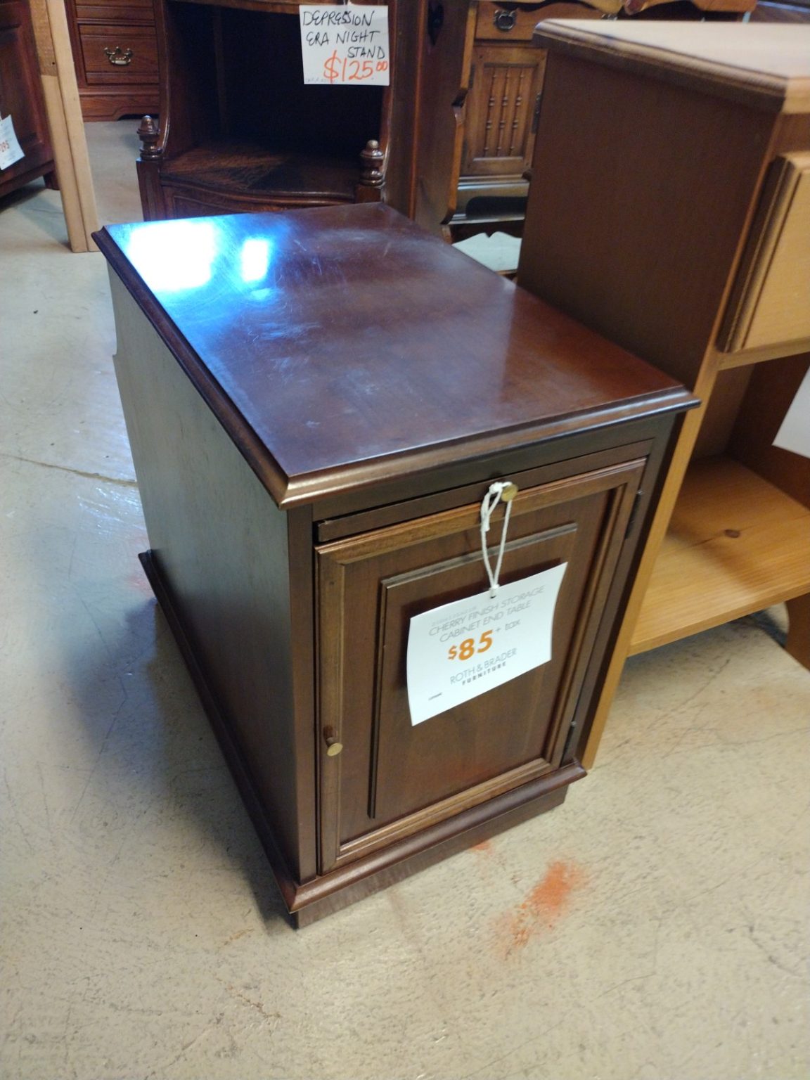 Cherry Finish Storage Cabinet End Table | Roth & Brader Furniture