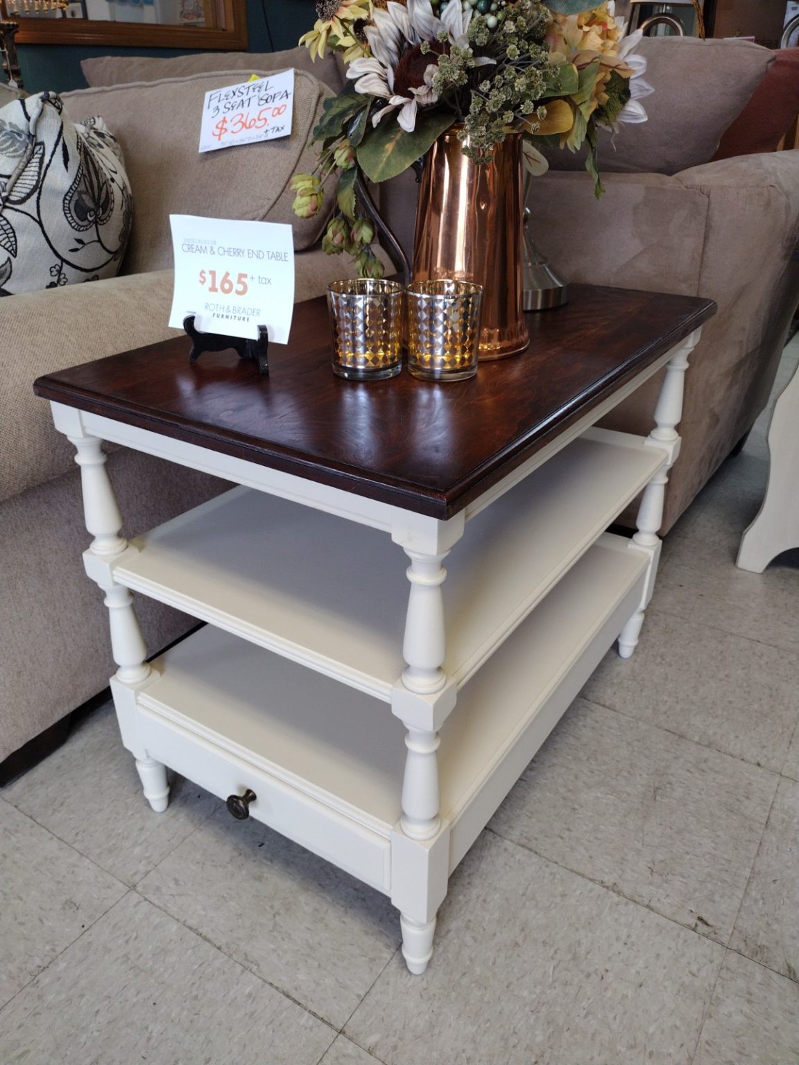 Cream Color End Table | Roth & Brader Furniture