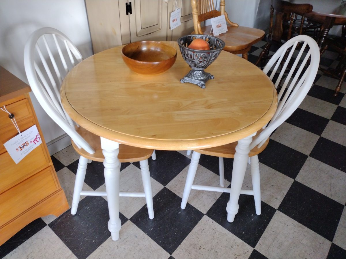Round White and Natural Dinette Set | Roth & Brader Furniture