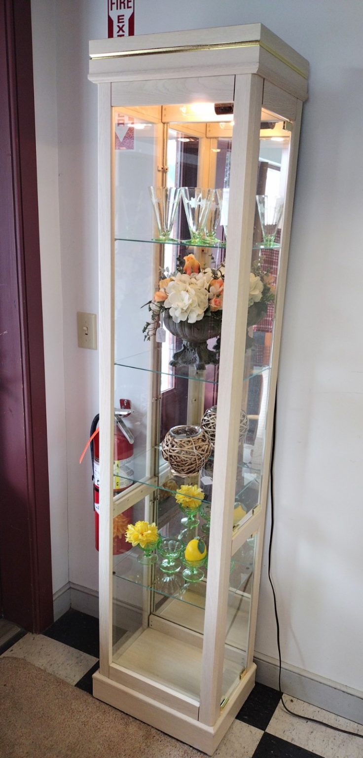 Narrow White Wash Curio Cabinet | Roth & Brader Furniture