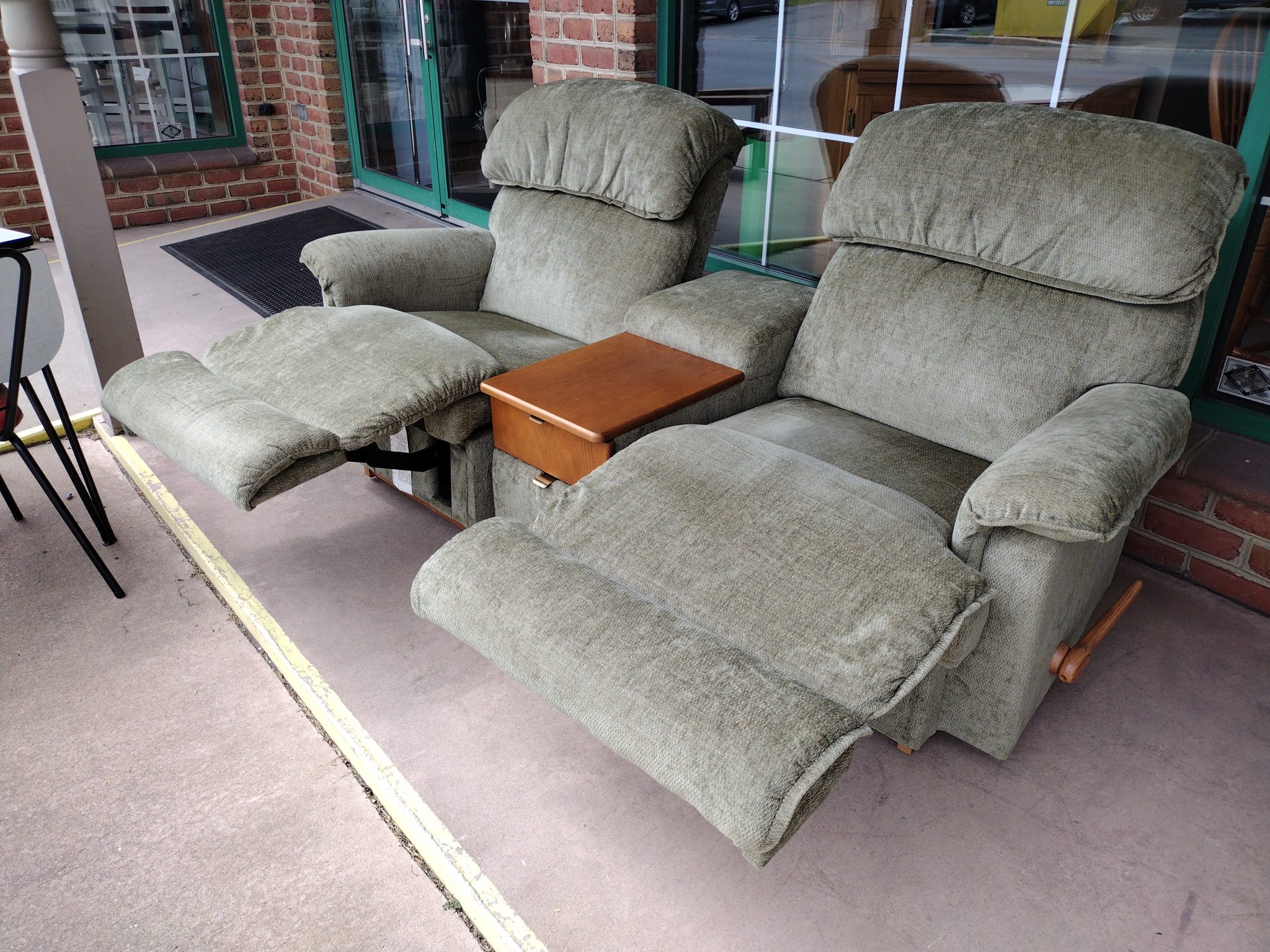 Green LaZBoy Double Reclining Sofa | Roth & Brader Furniture