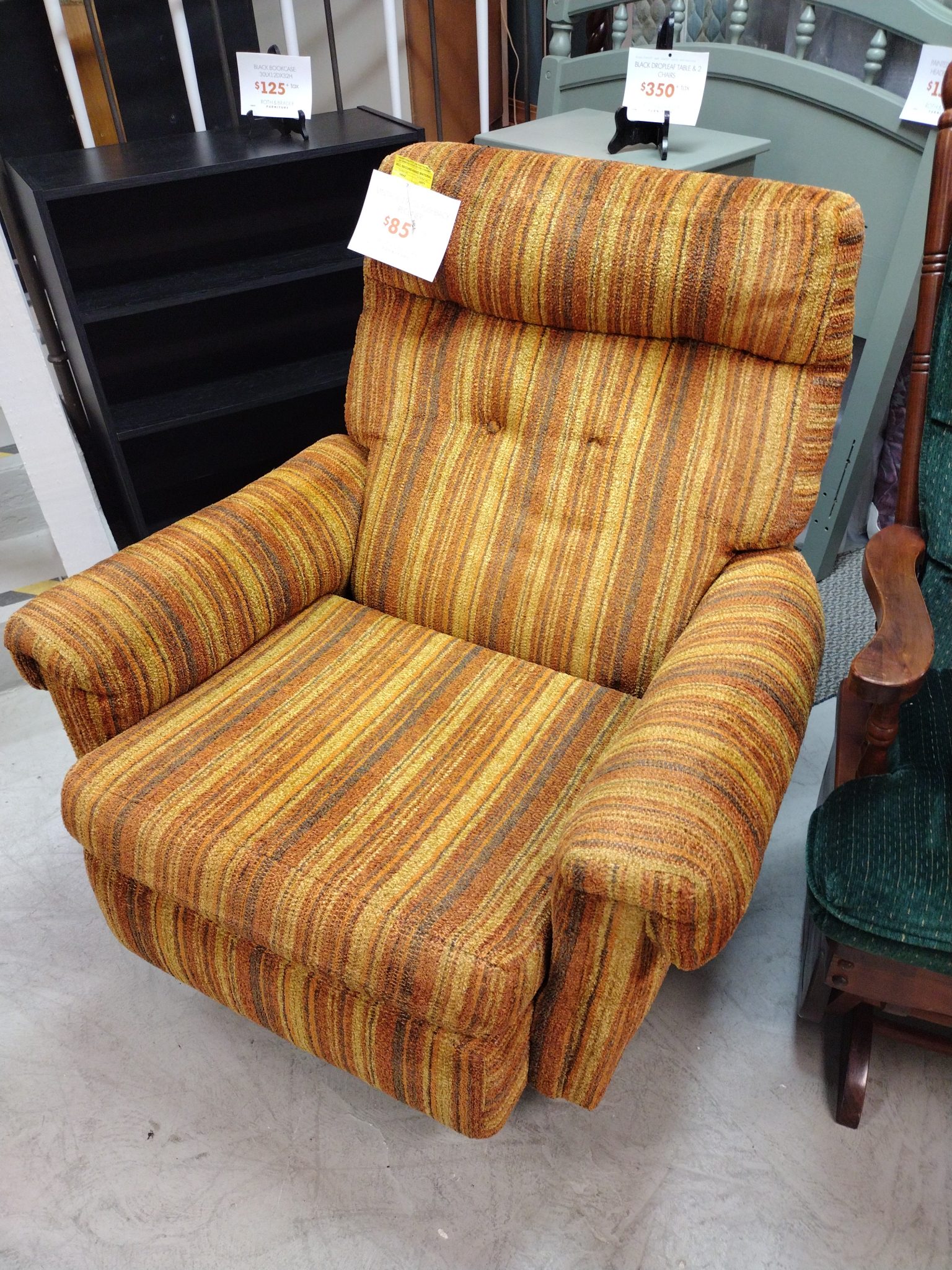 Vintage 1970s Striped Swivel Recliner | Roth & Brader Furniture