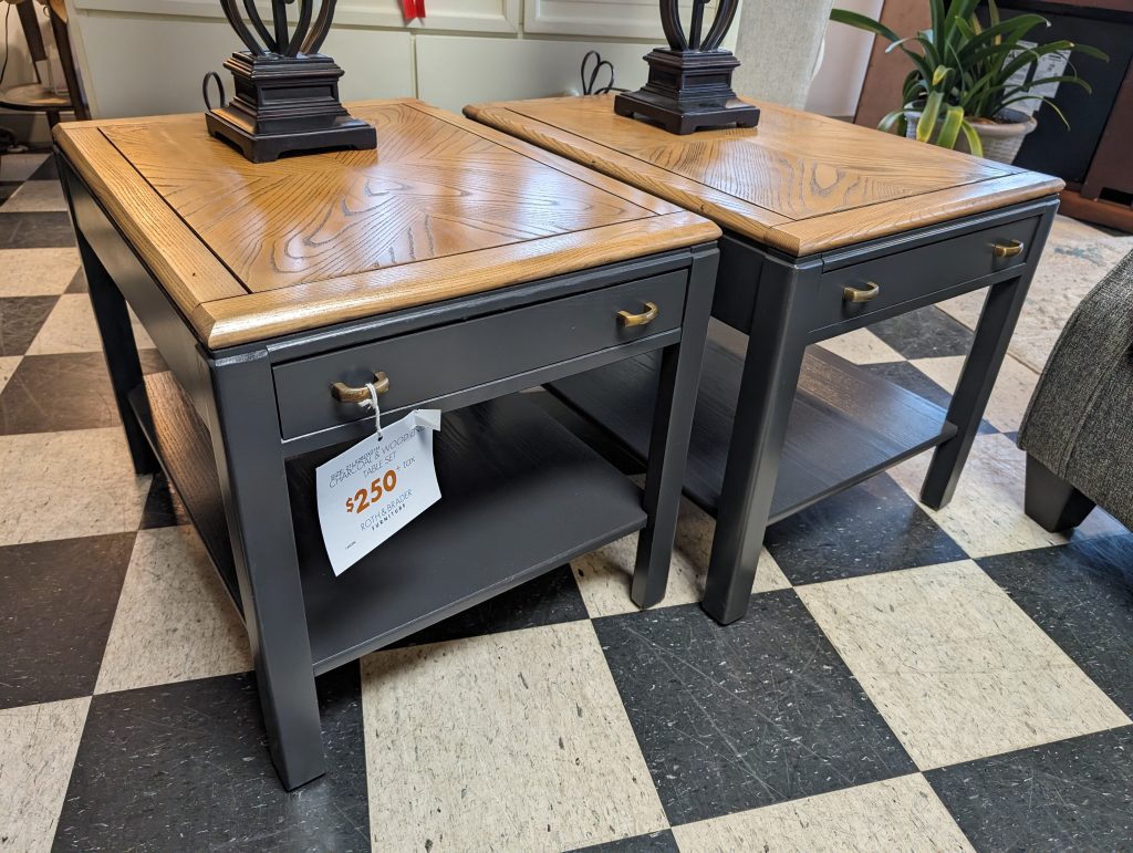 Charcoal and Wood End Table Set | Roth & Brader Furniture