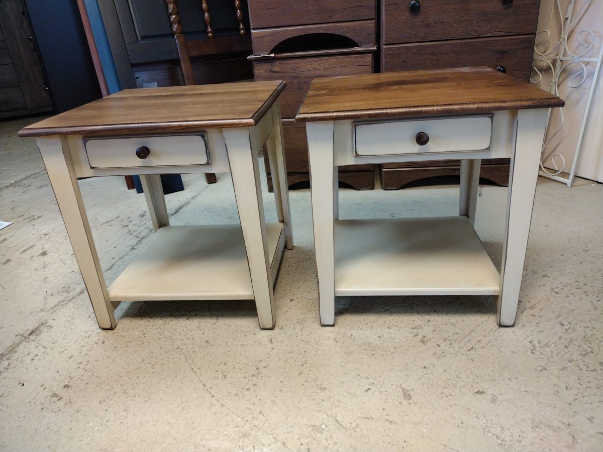 Real Wood! Antique White End Table Set | Roth & Brader Furniture