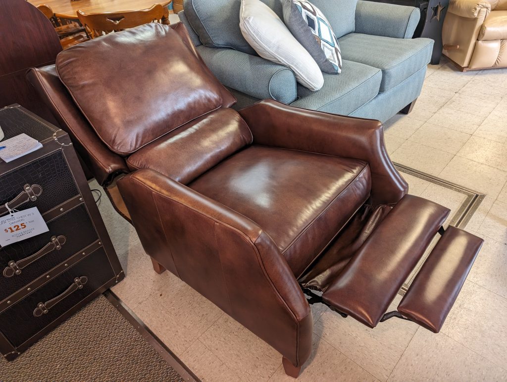 Brown Vinyl Pushback Recliner | Roth & Brader Furniture