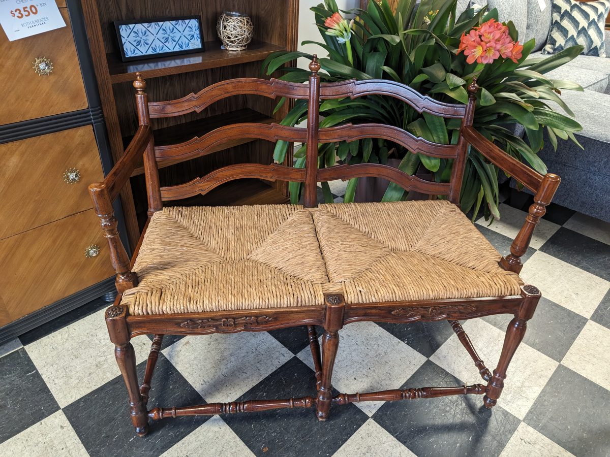 Wooden Bench with Rush Seat | Roth & Brader Furniture