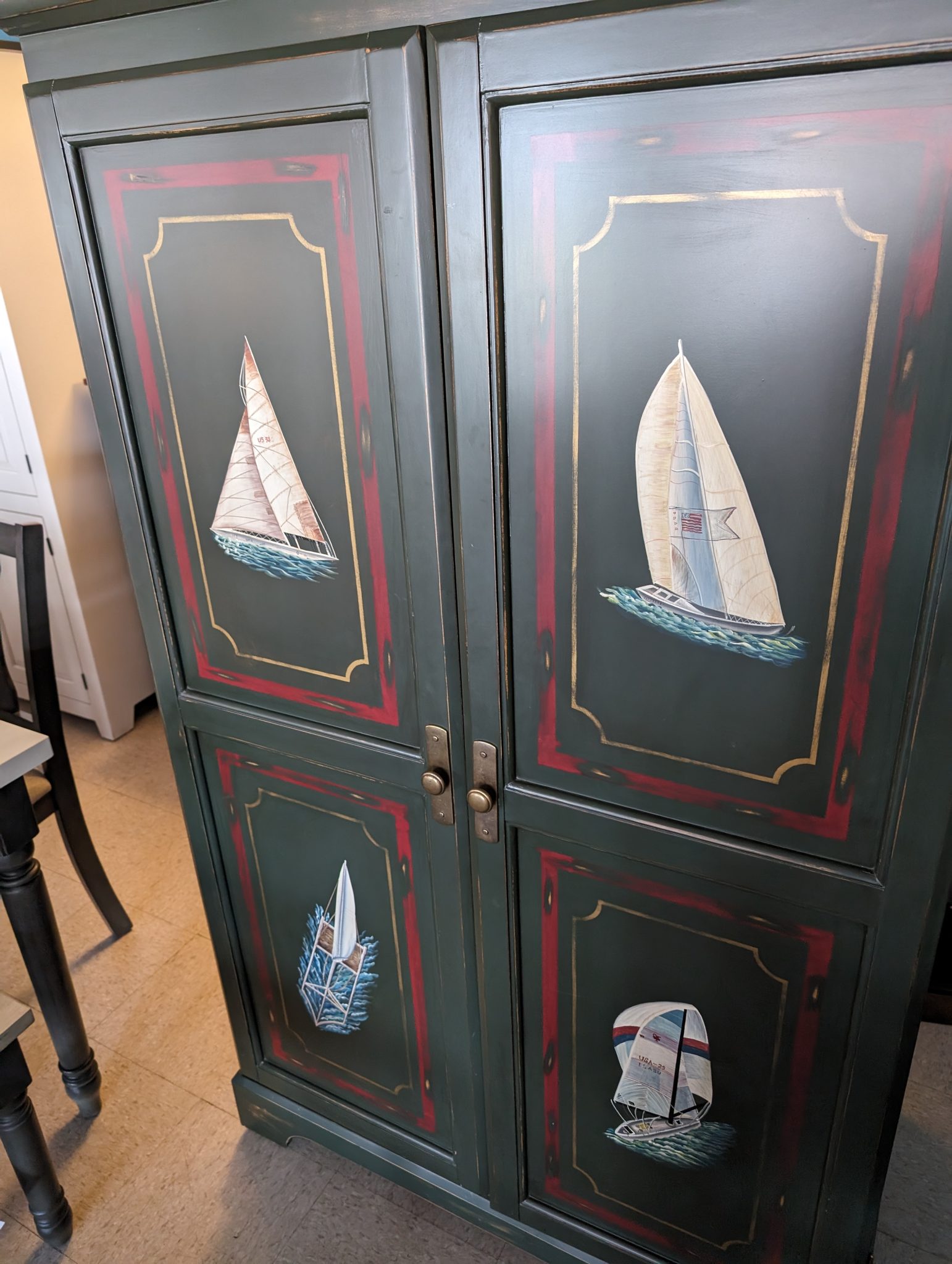 Green Nautical Storage Cabinet | Roth & Brader Furniture