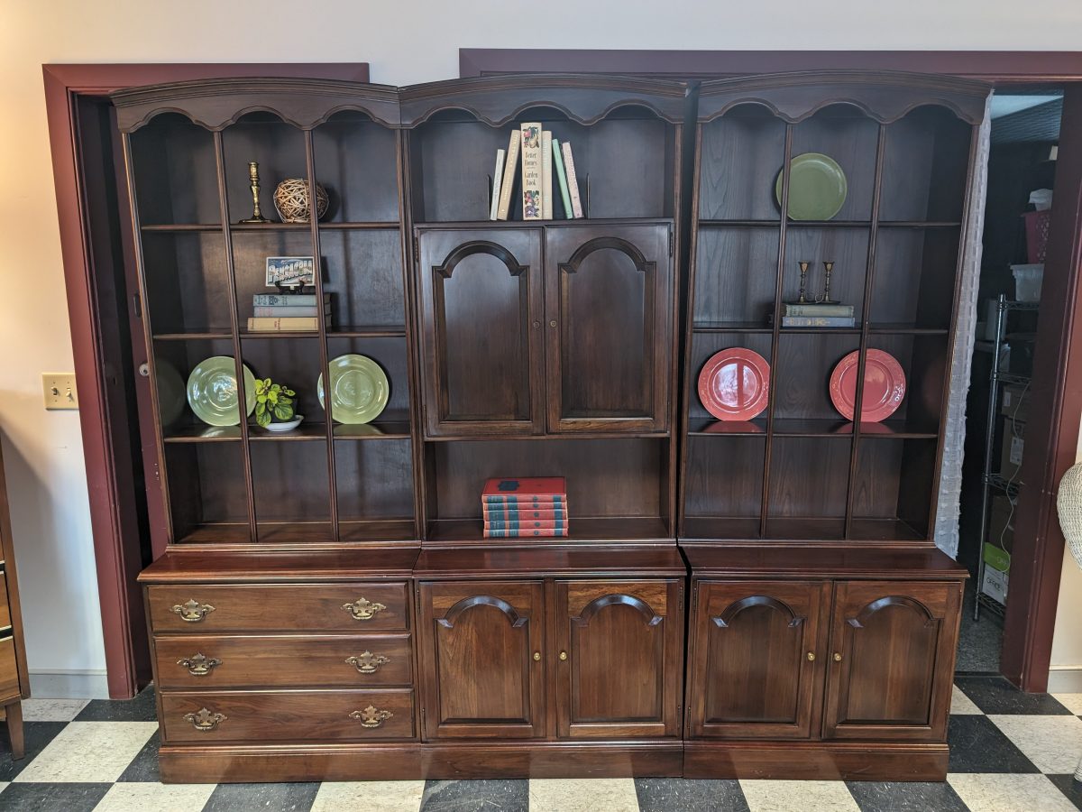 Ethan Allen Dark Cherry Bookcase Wall | Roth & Brader Furniture