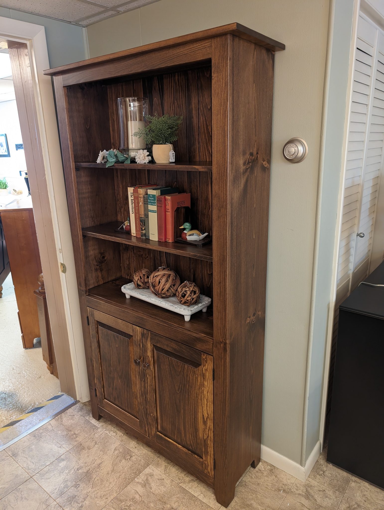 Real Wood! Walnut Storage Bookcase | Roth & Brader Furniture
