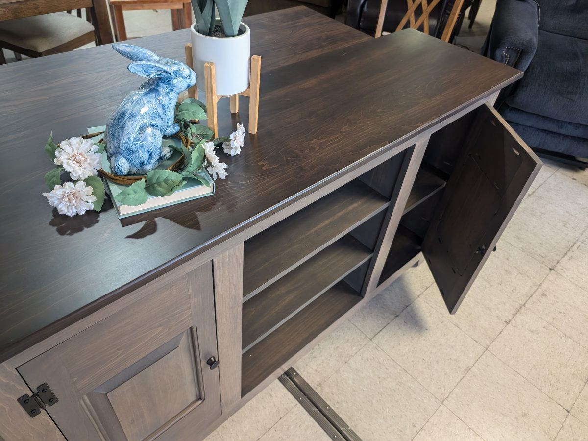 Gray TV Stand with Raised Panels | Roth & Brader Furniture