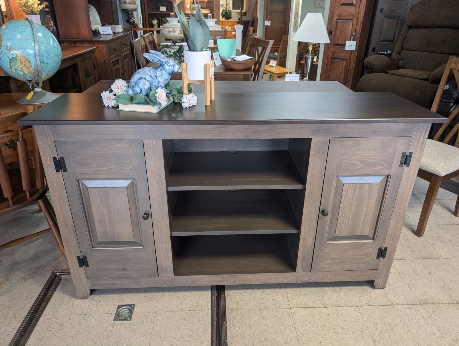 Gray TV Stand with Raised Panels | Roth & Brader Furniture