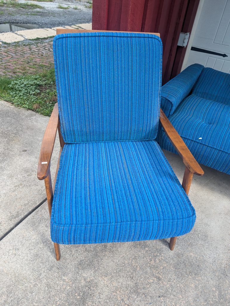 Royal Blue MCM Jackhammer Sofa Futon and Chair Set | Roth & Brader ...